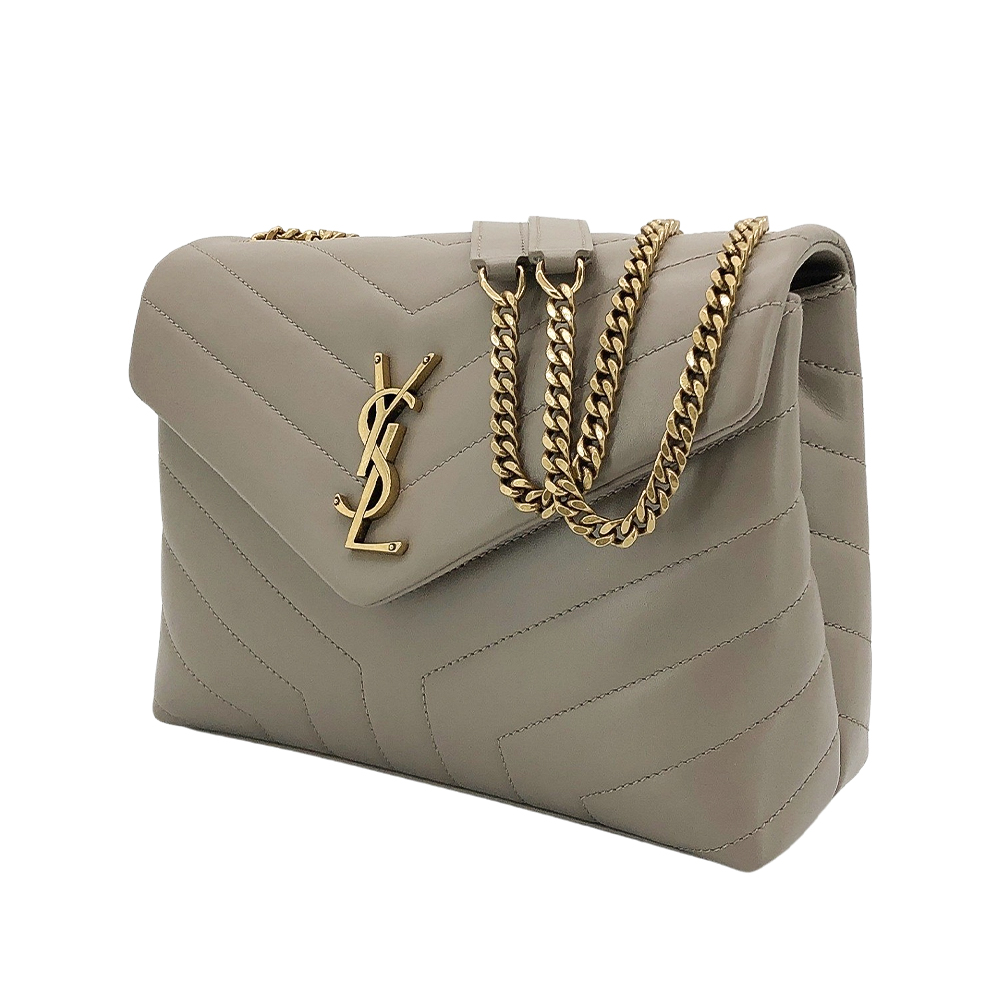 YSL LouLou 金鍊牛皮小號斜背包(494699-灰棕色)-zingala商店