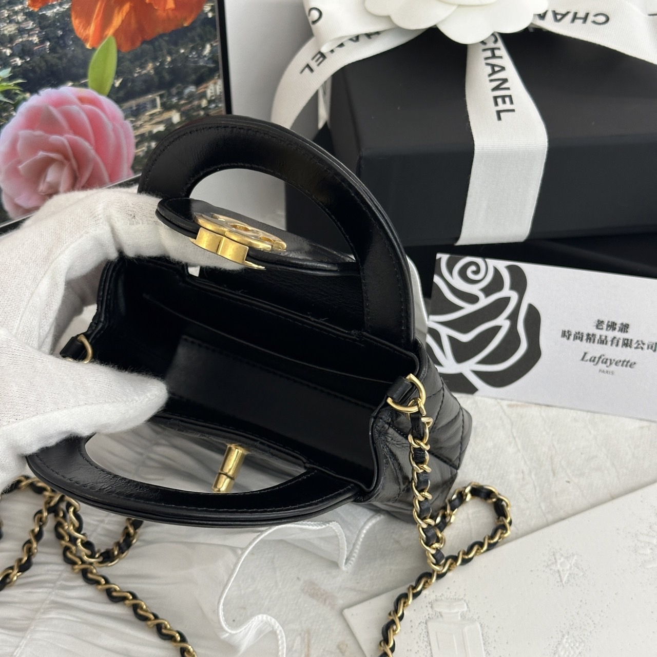 CHANEL 24P KELLY NANO 黑金手提包-zingala商店