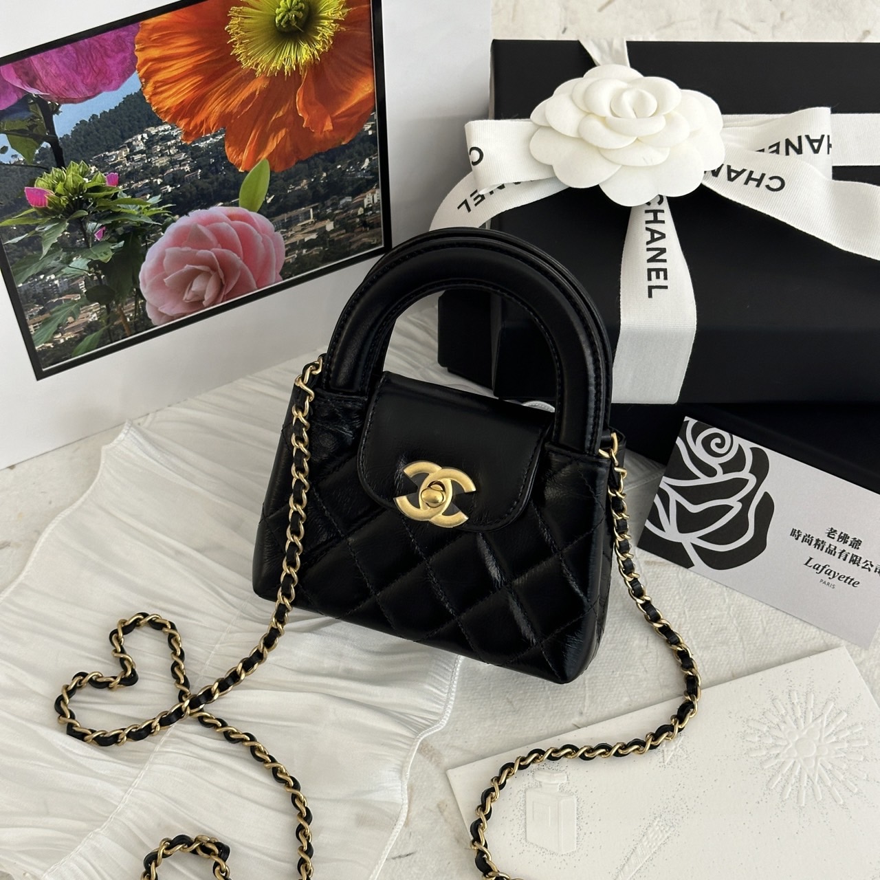 CHANEL 24P KELLY NANO 黑金手提包-zingala商店