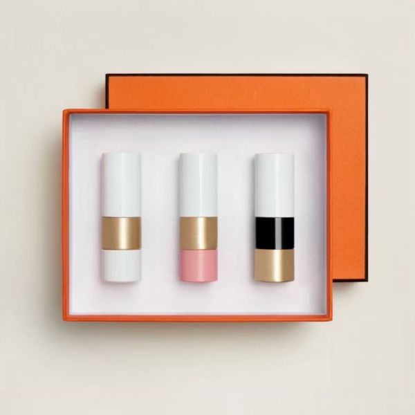 Hermès 愛馬仕彩妝 Rouge唇膏三入禮盒 護唇膏#透明/#49蜜桃烏龍/#21蜜桃豆沙 - 精選禮盒/專櫃緞帶包裝-zingala商店